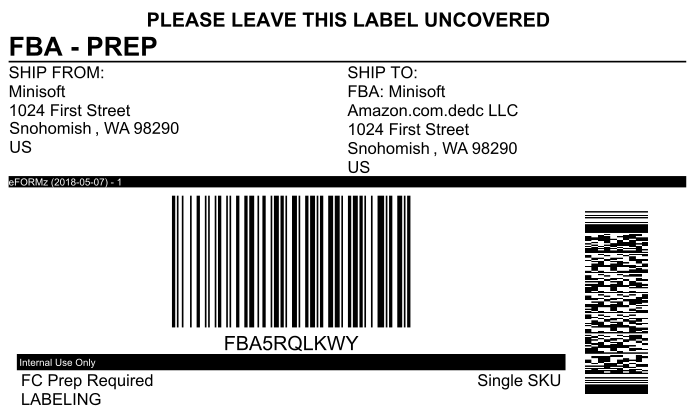 Amazon FBA Label Minisoft Inc 